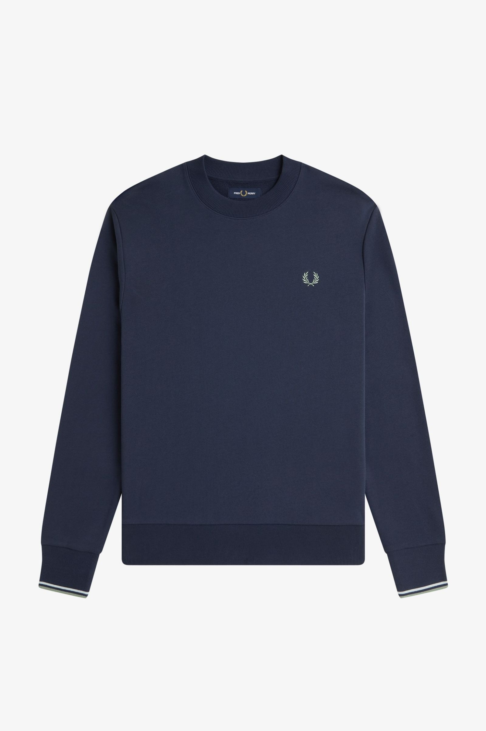 Fred Perry Crew Neck Sweatshirt (Dark Airforce/Light Ice/Bay Leaf) | XL ...