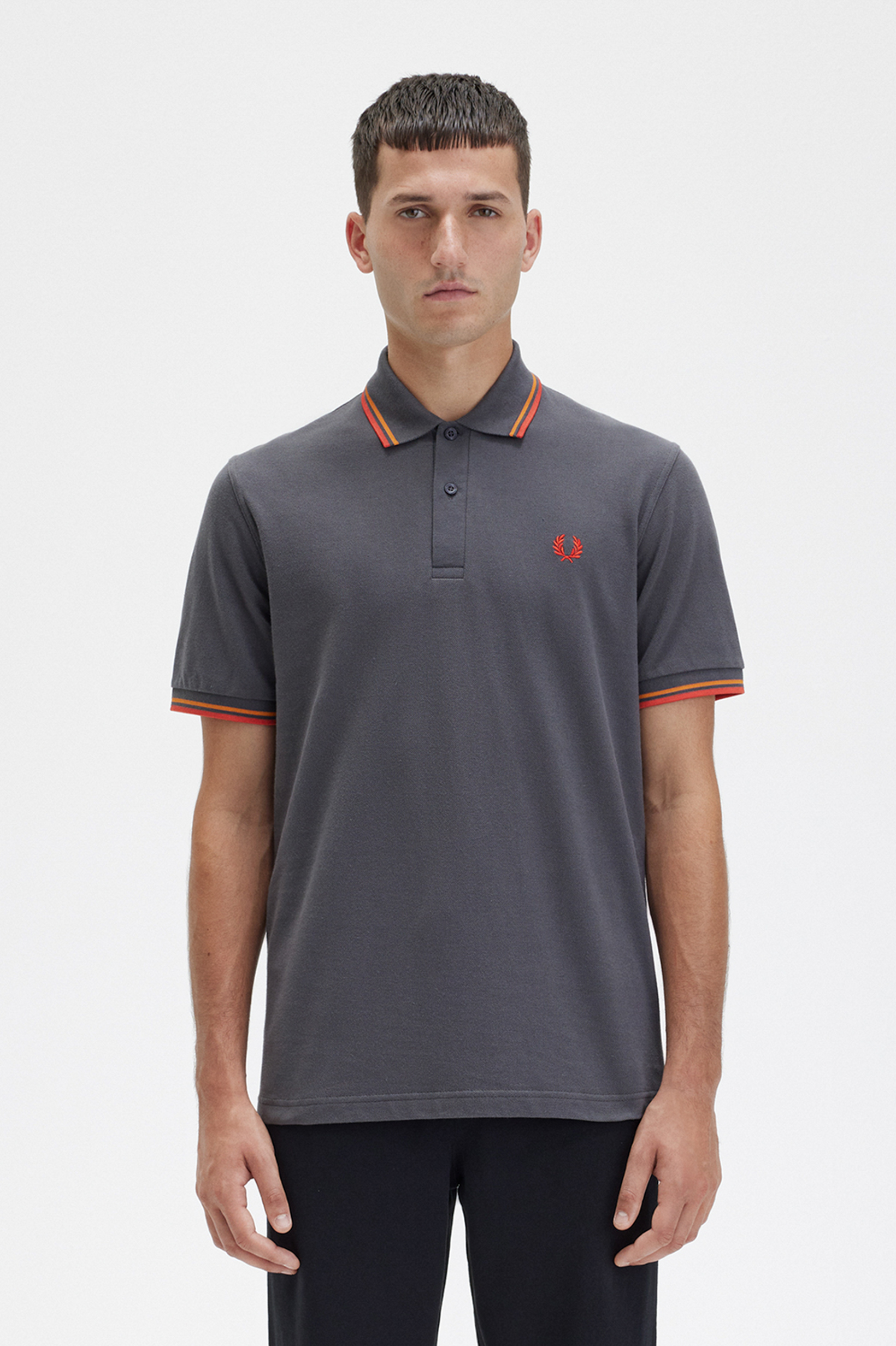 Fred Perry Polo M12 Twin Tipped Gunmetal | 46 | 100-010-01751.4